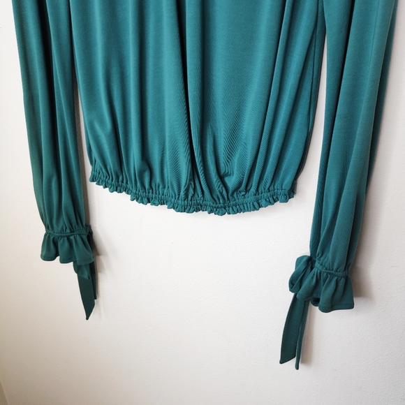 William Rast | Tops | William Rast Lace Ruffle Long Sleeve Blouse Green ...